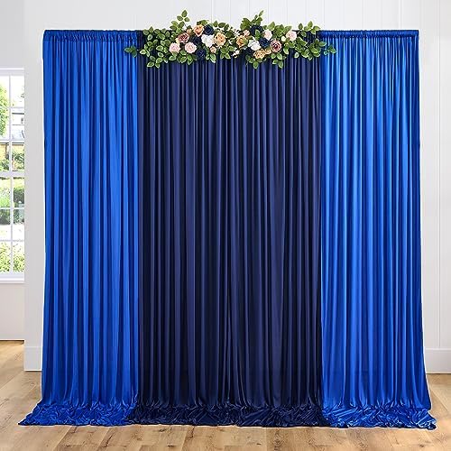 Amazon.com : 10x10ft Wrinkle Free Royal Blue Backdrop Curtains & Navy ...
