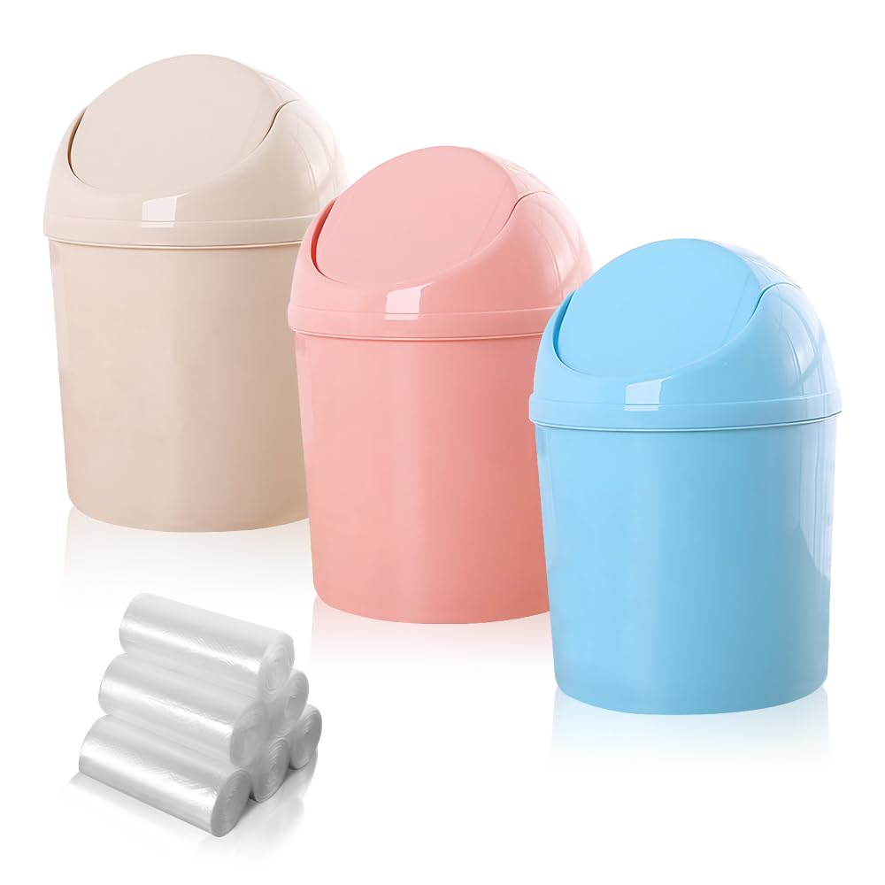 SHAIDOJIO Paquete de 3 bonitos botes de basura de escritorio con 180 ...