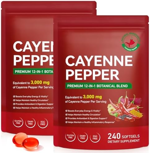 Amazon.com: 2 PCS Cayenne Pepper Softgels Supplement | 12-in-1 Serving ...