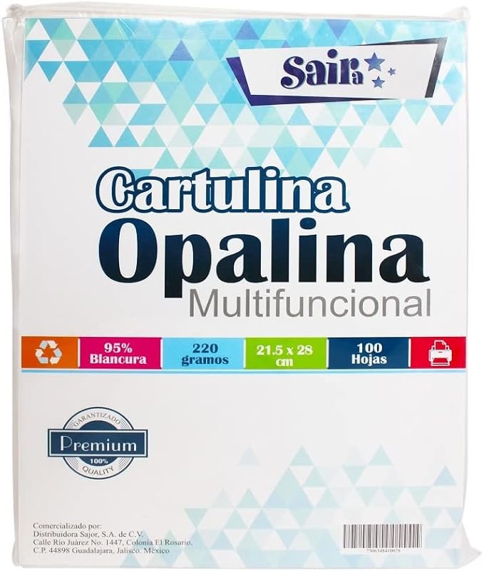Papel Opalina Cartulina Blanca Carta 220 Gramos Paquete con 100 Hojas ...