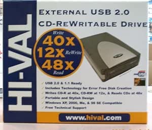 HI-VAL 40x12x48 External USB 2.0 CD-Rewritable Drive : Buy Online at ...