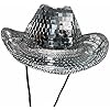 Kasmole Disco Ball Cowboy Hat, Silver Mirrored Ball Cowboy Hat ...