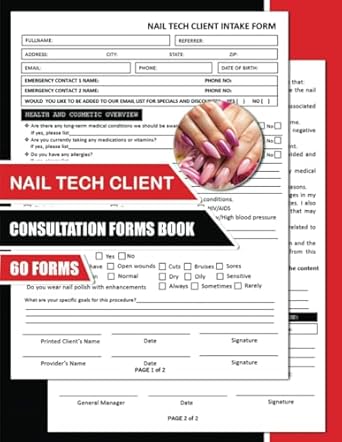 Nail Tech Client Consultation Forms Book: Intake Sheet For Salon and ...