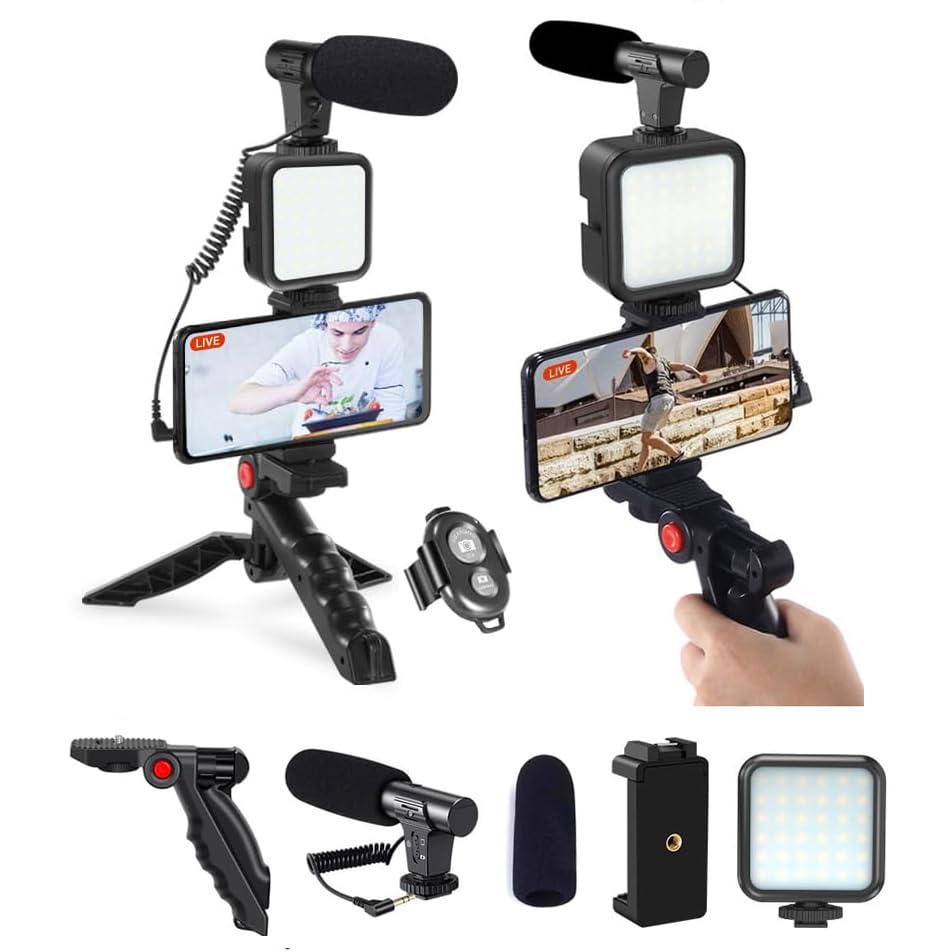 QPLOVE Smartphone Video Kit, Mobile phone Video Vlog Kit, with ...