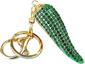 Rhinestone Chili Pepper Keychain Sparkling Keyring Fruit Pendant Key ...