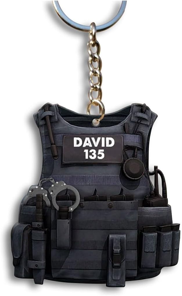 DaisyFlowerPOD Personalized Police Flat Keychain - Custom Officer Gifts ...