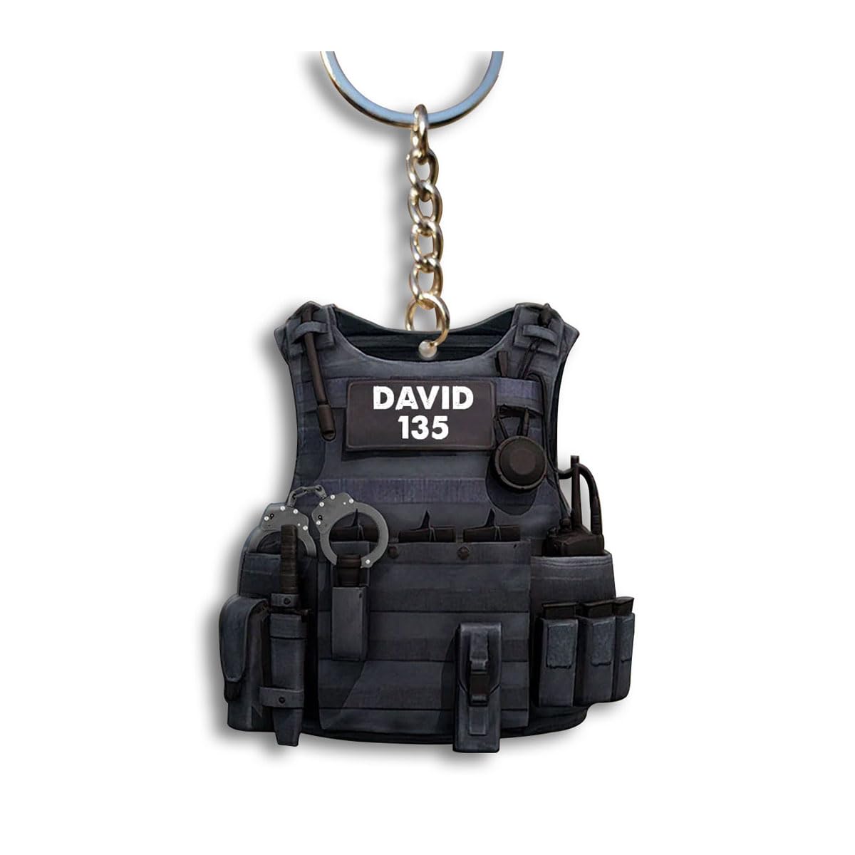 DaisyFlowerPOD Personalized Police Flat Keychain, Police Keychain ...