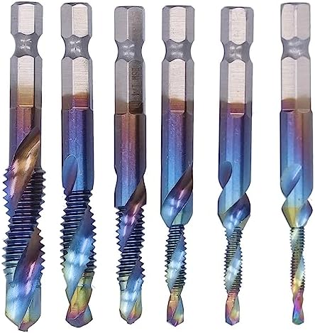 Amazon.com: Fdit 6Pcs Tap Drill Bit Set, Blue Spiral Tap Drill Bit Kit ...