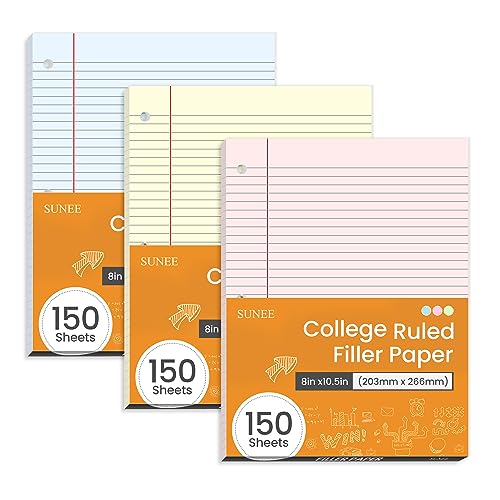 Snapklik.com : Colored Filler Paper, 8 X 10-1/2 Inch College Ruled ...