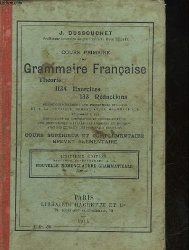 Amazon.com: Cours primaire de grammaire francaise theorie 1134 ...