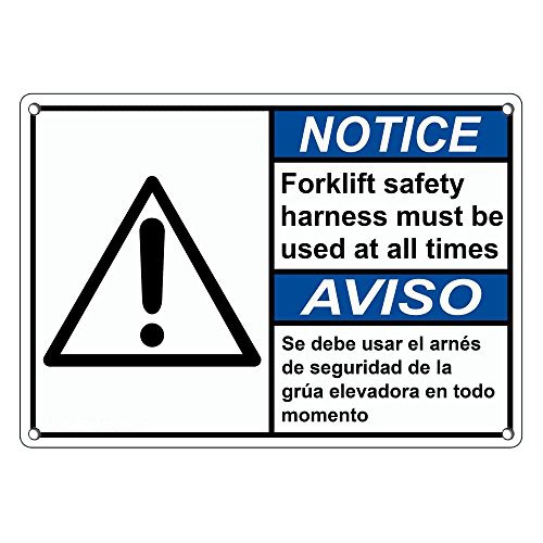 Weatherproof Plastic ANSI Notice Forklift Harness Must Be Used ...