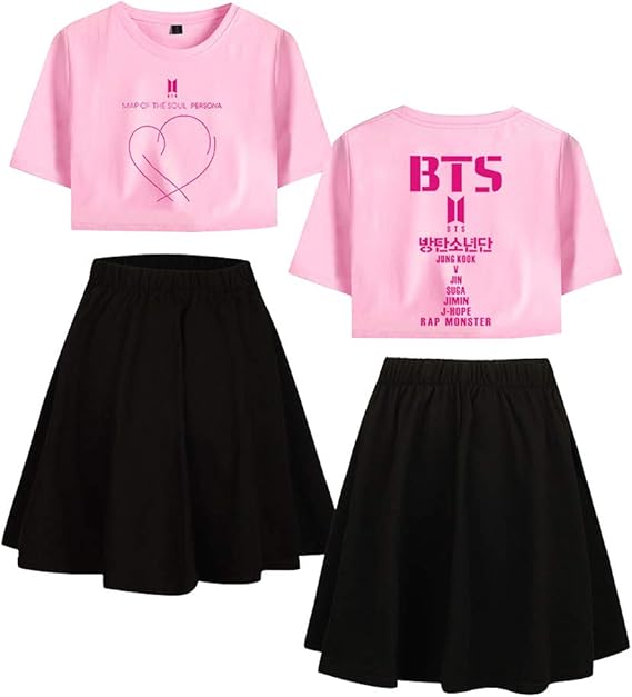 BTS Crop Top & Jupe Ensemble Mujer Camiseta Manga Corto y Falde ...