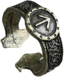 Nostalgia Viking Runes TIWAZ Sowilo Finger Open Ring Gothic Adjustable ...