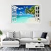 Amazon.com: Erllsino Beach Seascape Wall Sticker Tropical Beach Fake ...