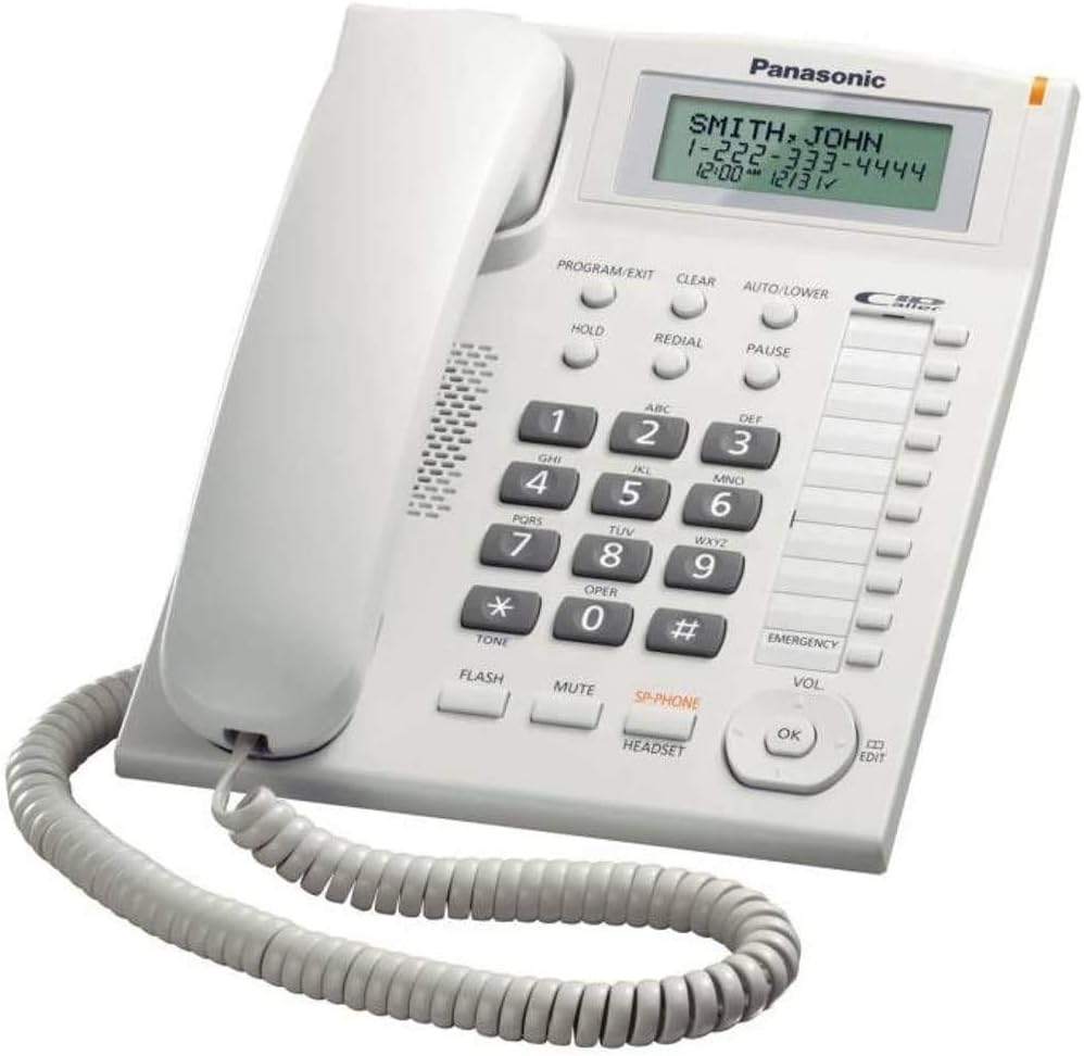 Panasonic Single Line KX-TS880MX Corded Landline Phone (White-Black ...