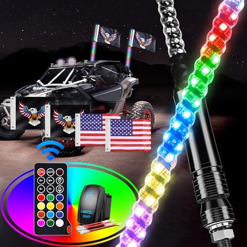Amazon.com: GOOACC 1PC 3FT LED Whip Light with Spring Base Spiral RGB ...