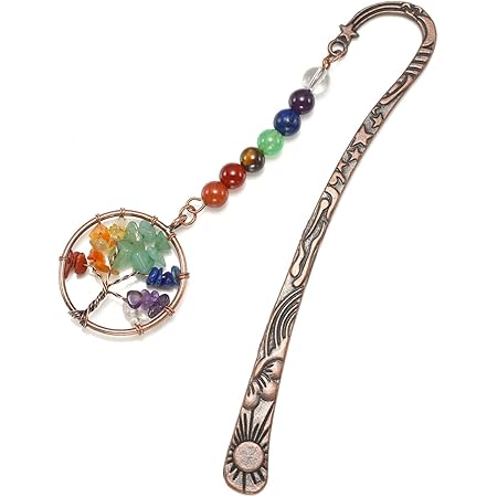 Amazon.com: 4 Pcs 7 Chakra Crystal Bookmark Antique Copper Metal ...