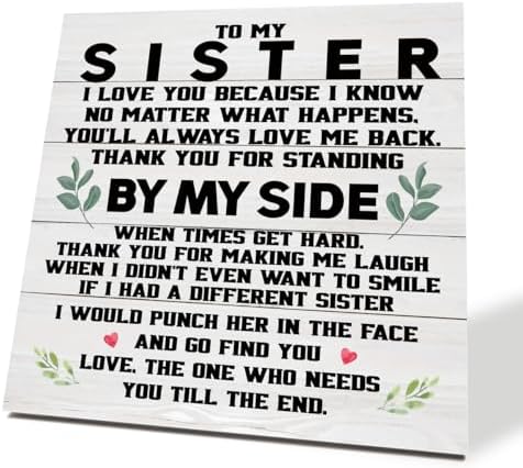 Amazon.com: Sister Decor Sign, Wooden Plaque Sign Table Decor, To My ...