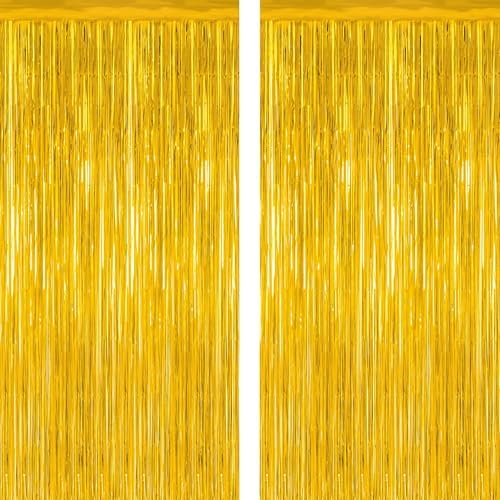 Amazon.com: EUFARS 4 Pack Gold Foil Fringe Curtains Backdrop - 3.2ft x8 ...