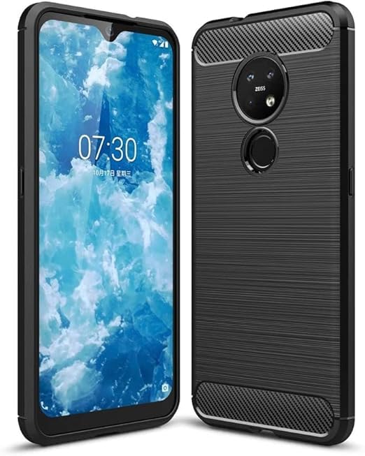 Mobirush Hybrid Carbon Fiber Back Case for Nokia 6.2, 7.2 (Black ...