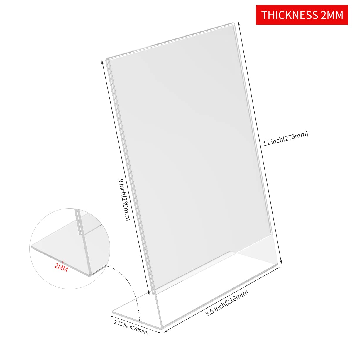 Sezanrpt Clear Acrylic Sign Holder 8.5 x 11, Slanted Back Vertical ...