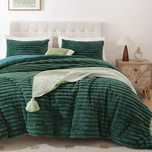 Amazon.com: Bedsure Fluffy Comforter Set King Size - Super Soft Faux ...