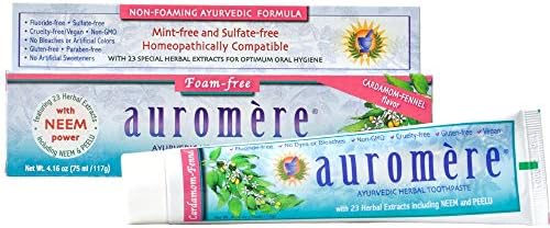 Amazon.com : Auromere Ayurvedic Herbal Toothpaste, Mint Free - Vegan ...