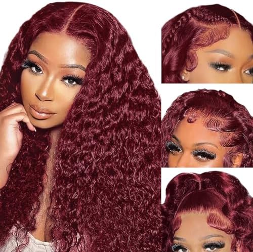 Amazon.com : Jessicahair 7x6 Glueless Wigs Burgundy HD Lace Front Wigs ...