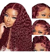 Amazon.com : Jessica Hair 7x6 Glueless Wigs Burgundy HD Lace Front Wigs ...