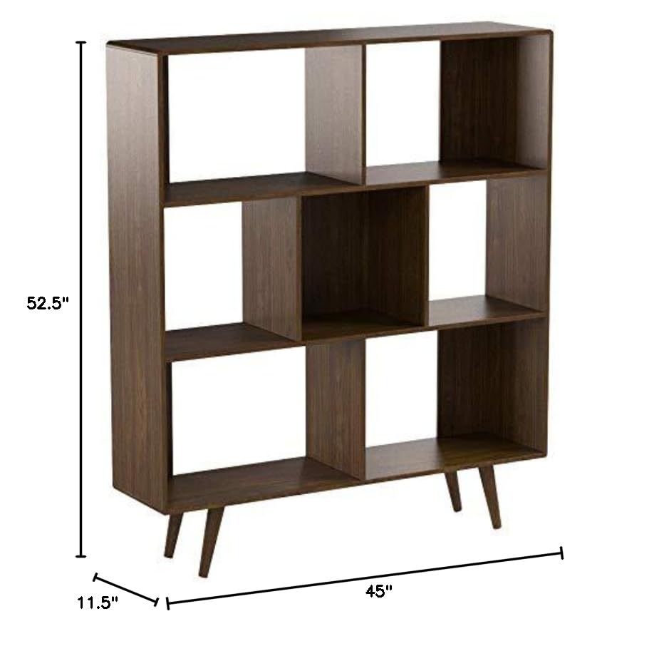 Offset Wood Bookcase, Walnut - Mid-Century Modern Decor - MidMod