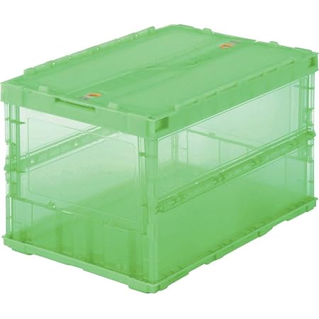Amazon | TRUSCO(トラスコ) 薄型折りたたみコンテナスケル 50Lロックフタ付 緑 TSK-C50B-GN | 物流コンテナ