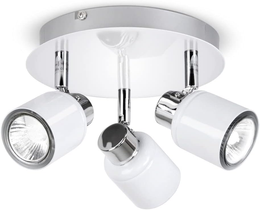 MiniSun Modern Gloss White Adjustable 3 Way Round Plate Ceiling ...