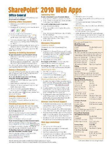 Microsoft SharePoint 2010 Web Apps Quick Reference Guide (Cheat Sheet of Instructions, Tips ...
