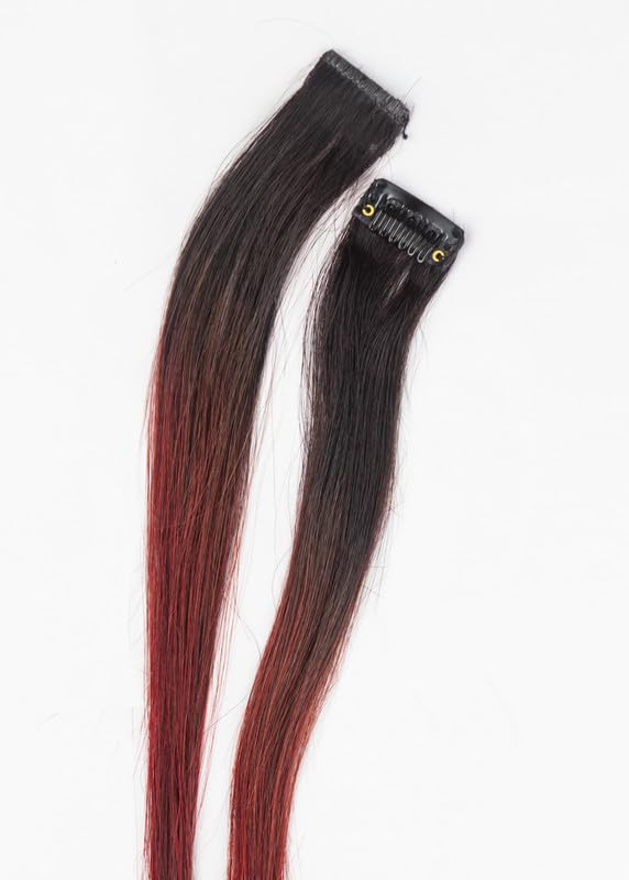 Happy Heads Clip in Color Streaks | Ombre Bright Red | 20 Inches | Pack ...