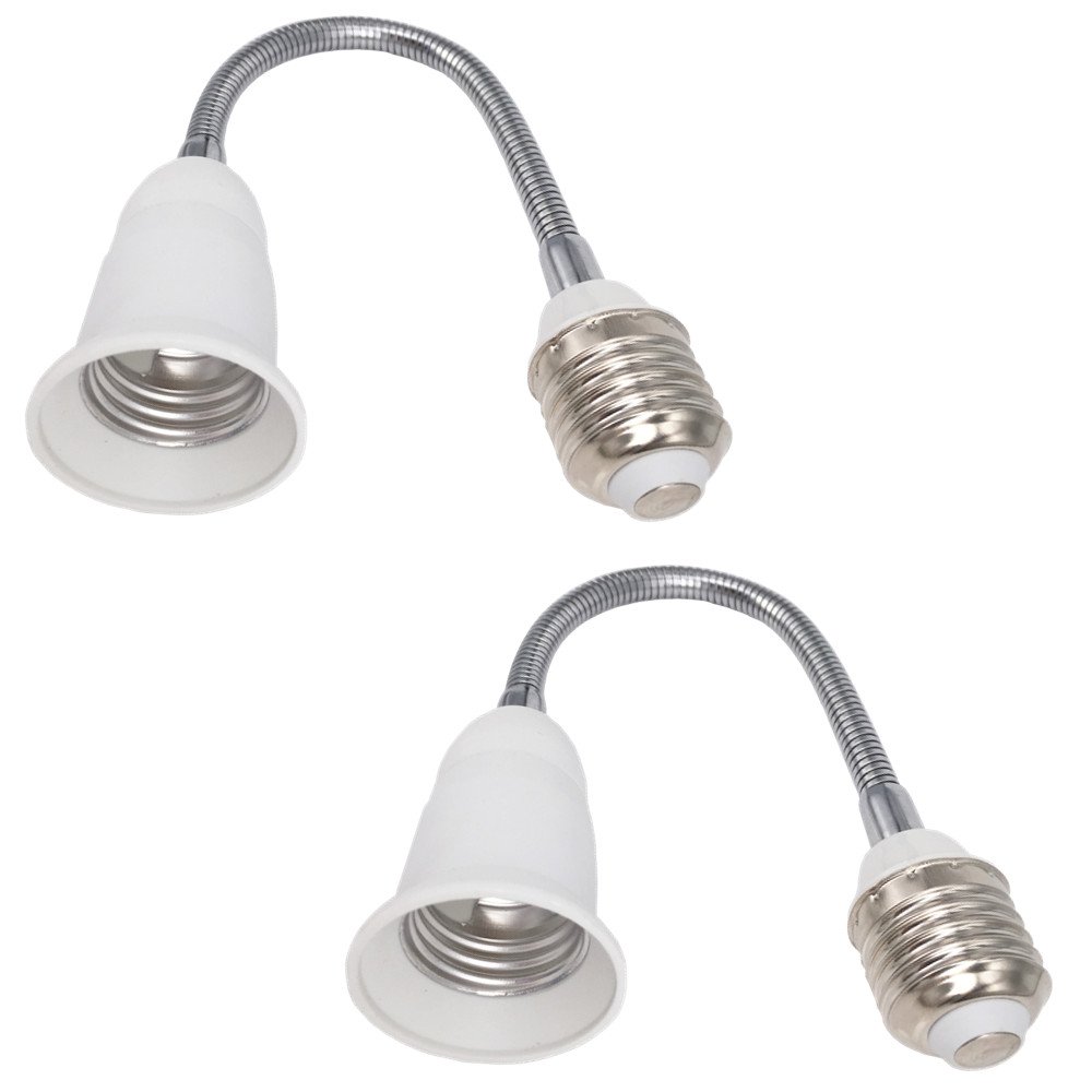 DZYDZR 2pcs White 29cm Long Flexible Goose Neck Bulb Extender E27 to ...