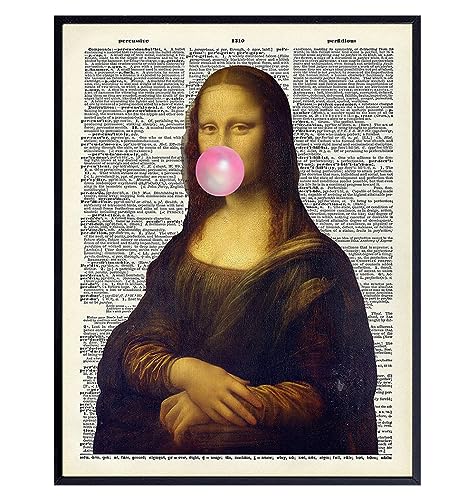 Amazon.com: Mona Lisa Bubble Gum Art 11x14 - Bedroom, Living room Wall ...
