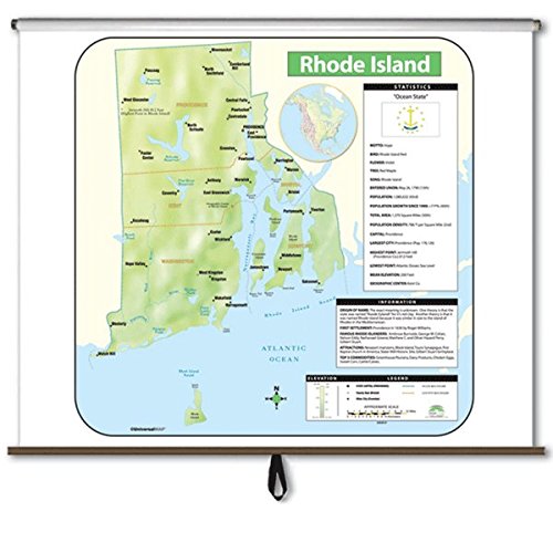 Rhode Island Large Scale Shaded Relief Wall Map on Roller : Amazon.ca ...