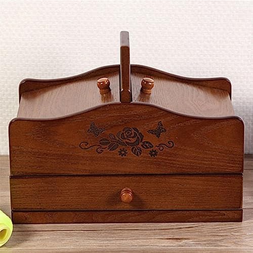 Amazon.com: EMYJAY Wooden Large Sewing Baskets，Sewing Basket Sewing ...