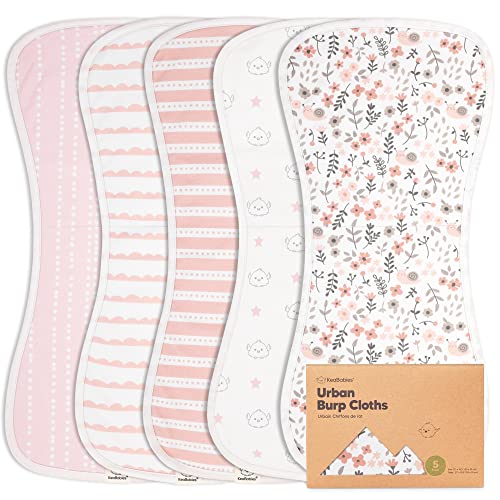 5-Pack Organic Burp Cloths for Baby Boys and Girls - Ultra Absorbent ...
