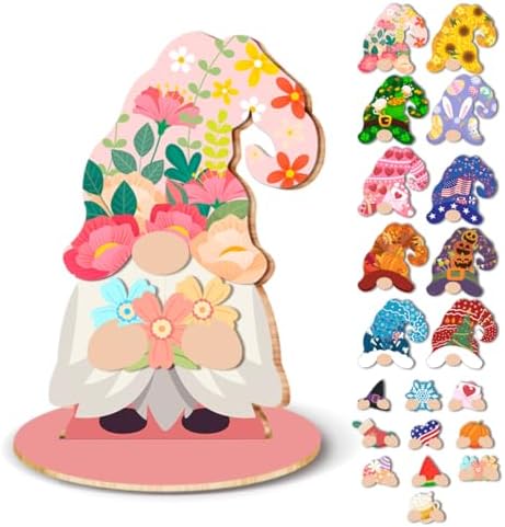 Amazon.com: Interchangeable Wooden Gnome Decor Spring Easter Summer ...