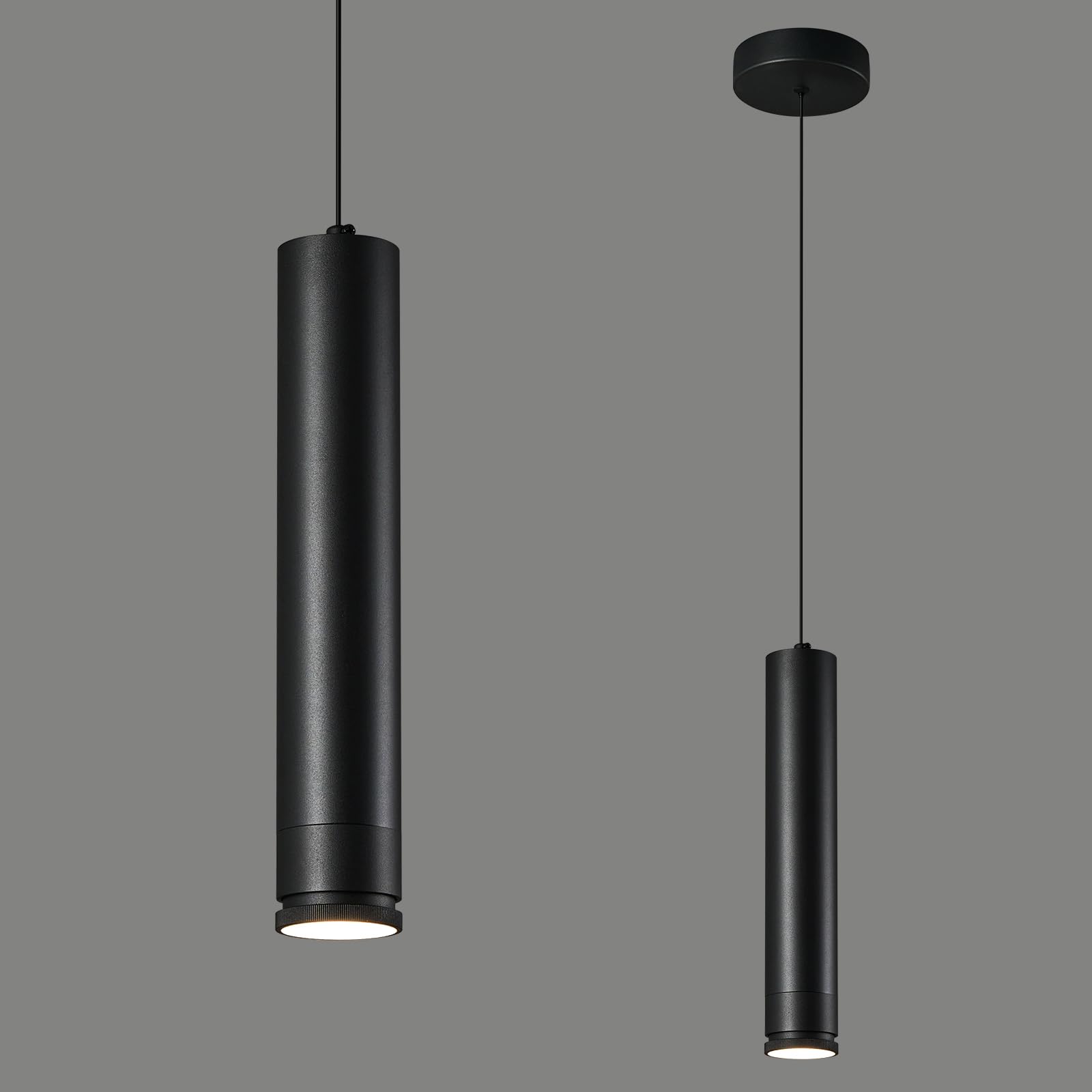 LIANGMH Modern LED Pendant Light, Matte Black Pendant Light Fixtures ...