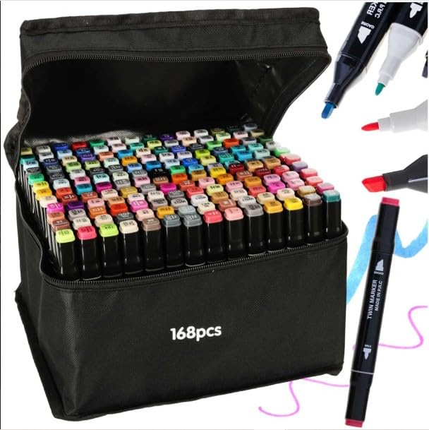 Buy Like it Dual Tip Art Markers 168 Colours With Carrying Case For ...