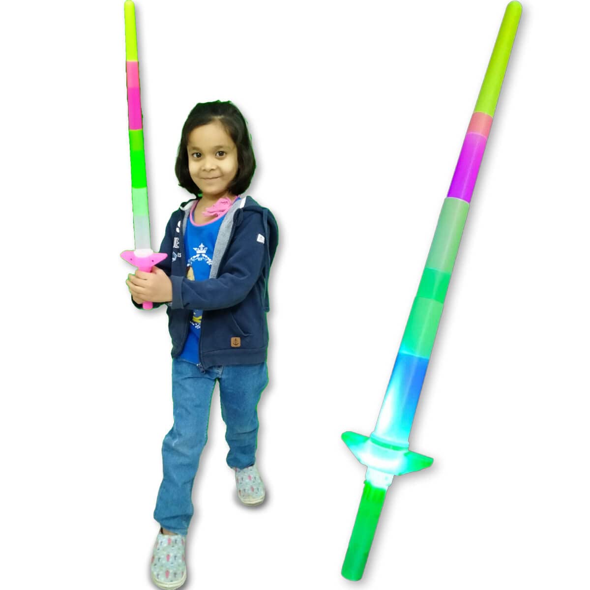 Uneeke shape Glow in The Dark Sword, Laser talwar for Kids, Expandable ...