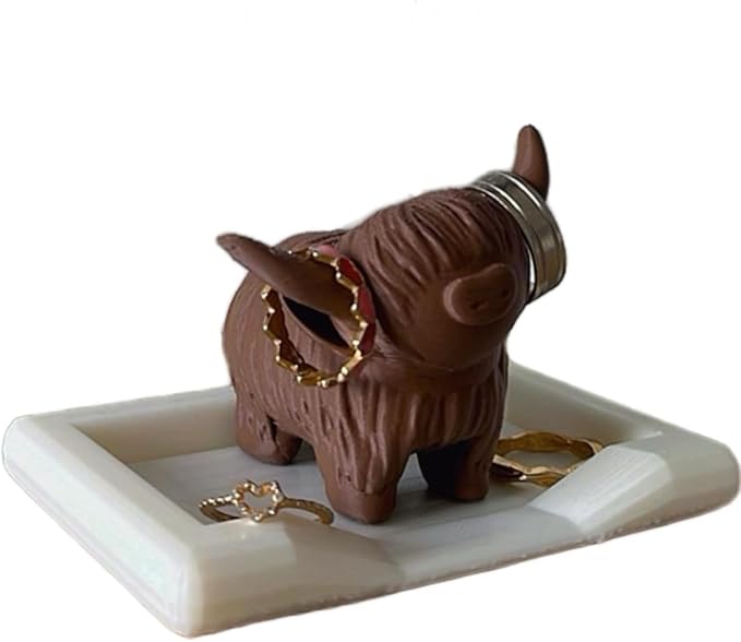 Amazon.com: Highland Cow Ring Holder with Bed Dish, Farmhouse Decor ...