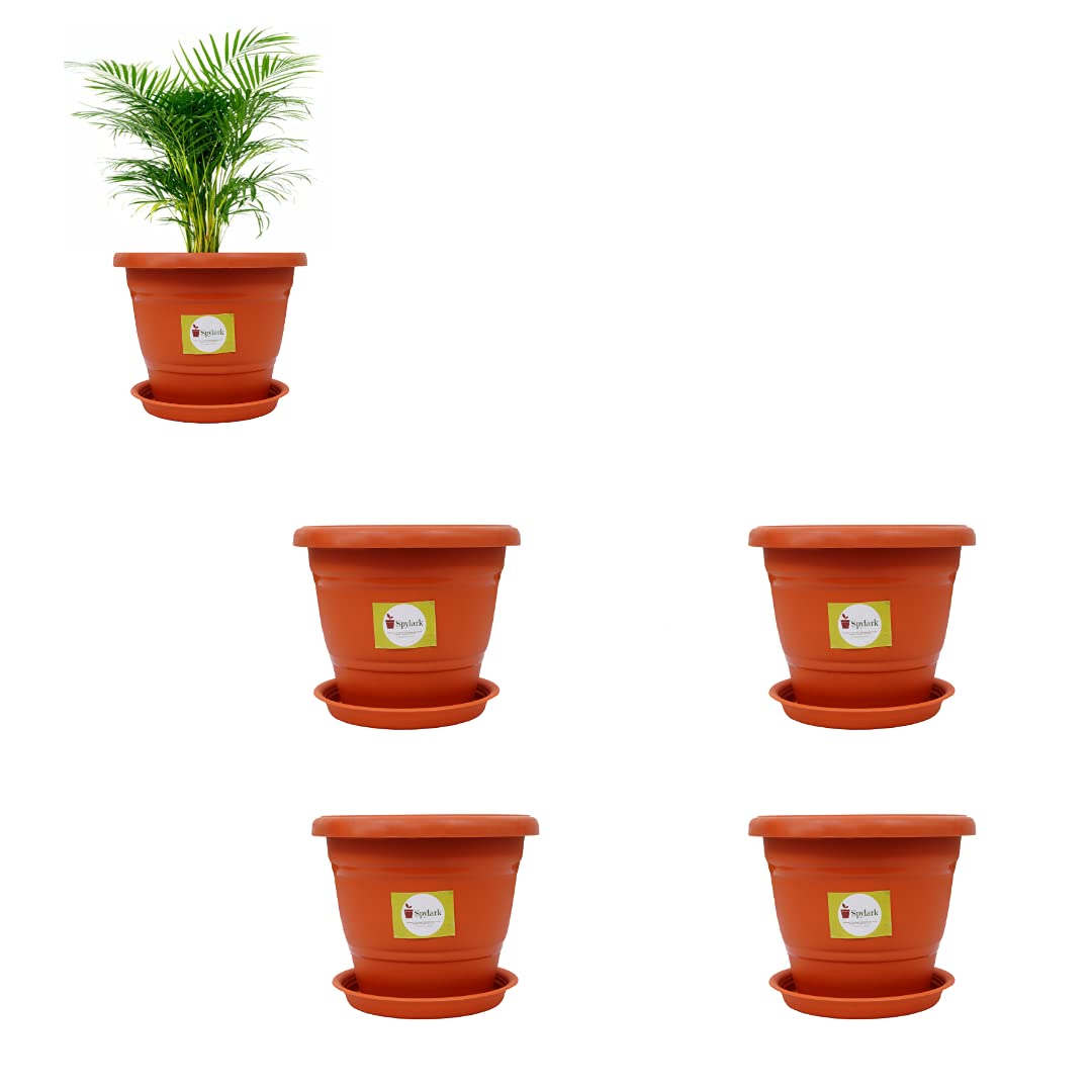 Spylark Heavy Duty Plastic Planter Pots with Bottom Tray Color ...