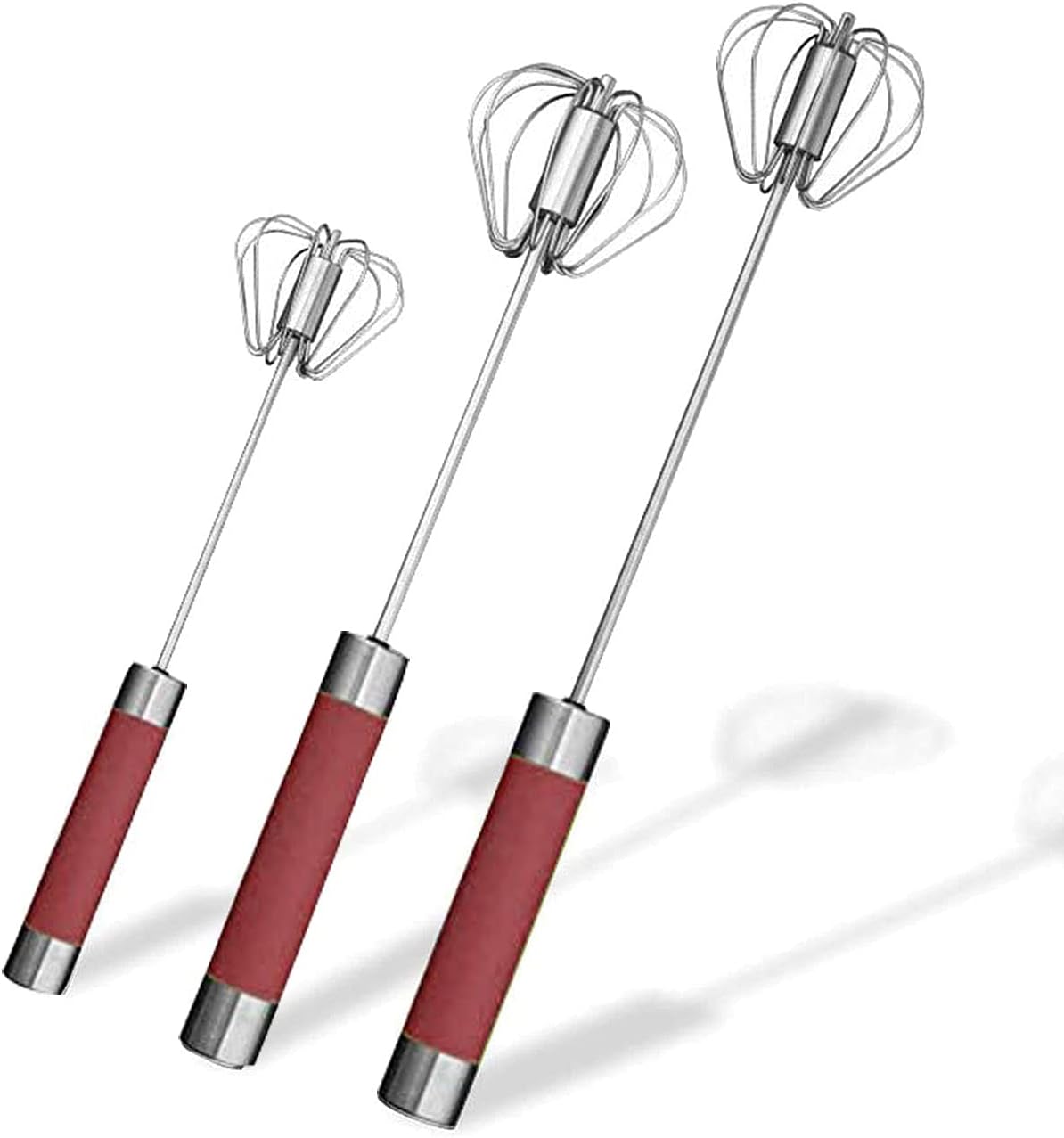 Amazon.com: Stainless Steel Semi-automatic Egg Whisk - 3PCS Hand Push ...