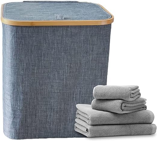 Laundry Hamper Bamboo Laundry Basket With Lid And Handle Waterproof And ...