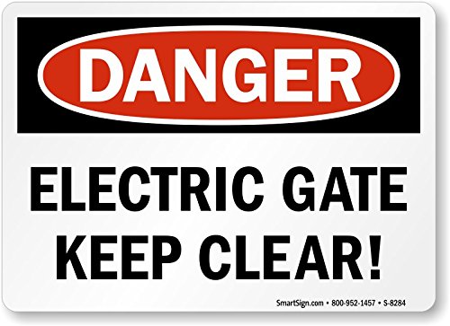 Electric Gate Keep Clear!, Adhesive Signs and Labels, 10" x 7 ...