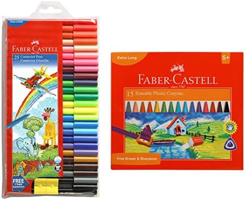 Faber-Castell Connector Pen Set - Pack of 25 (Assorted) Erasable ...