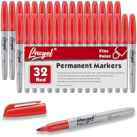 Amazon.com : LAZGOL Permanent Markers Bulk, 32 Pack Red Permanent ...